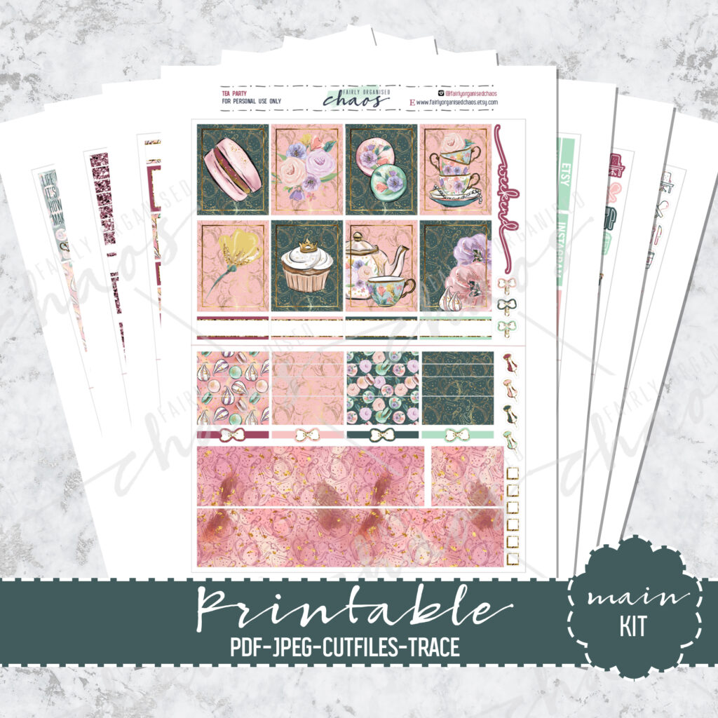 Tea Party Printable Sticker Kit - Fairly Organised Chaos
