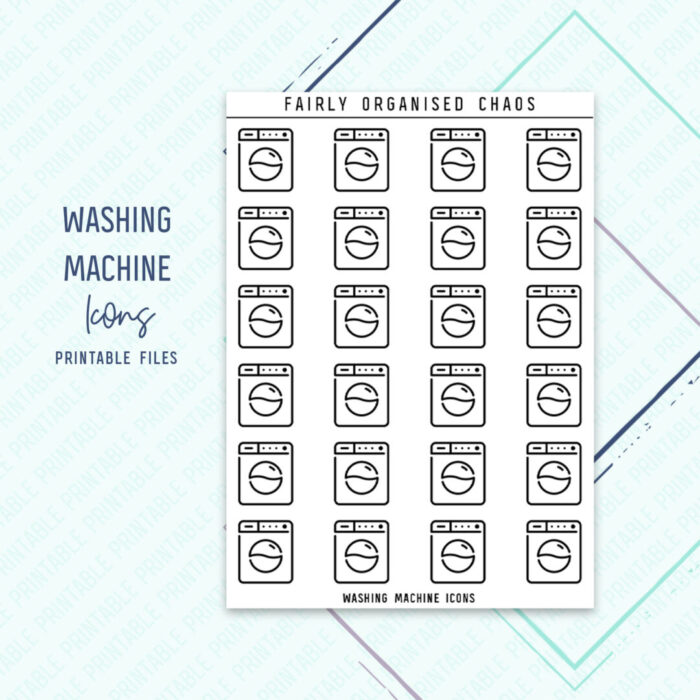 Washing Machine Icons - Foil Ready Printable Planner Stickers