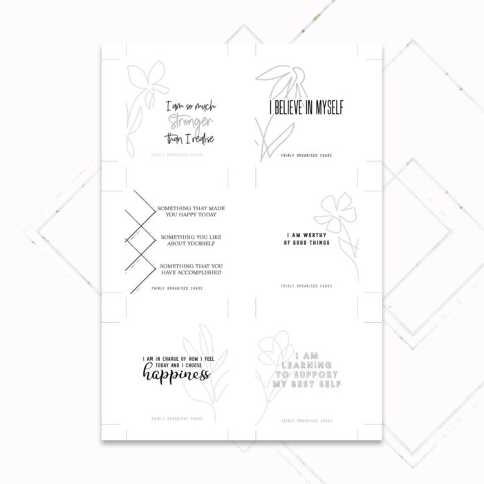 3x3 Affirmation Cards Freebie | Fairly Organised Chaos